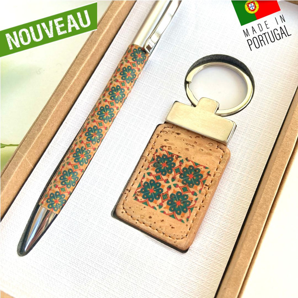 coffret stylo & porte clé en liège - Idée cadeau Vegan – Oak Forest