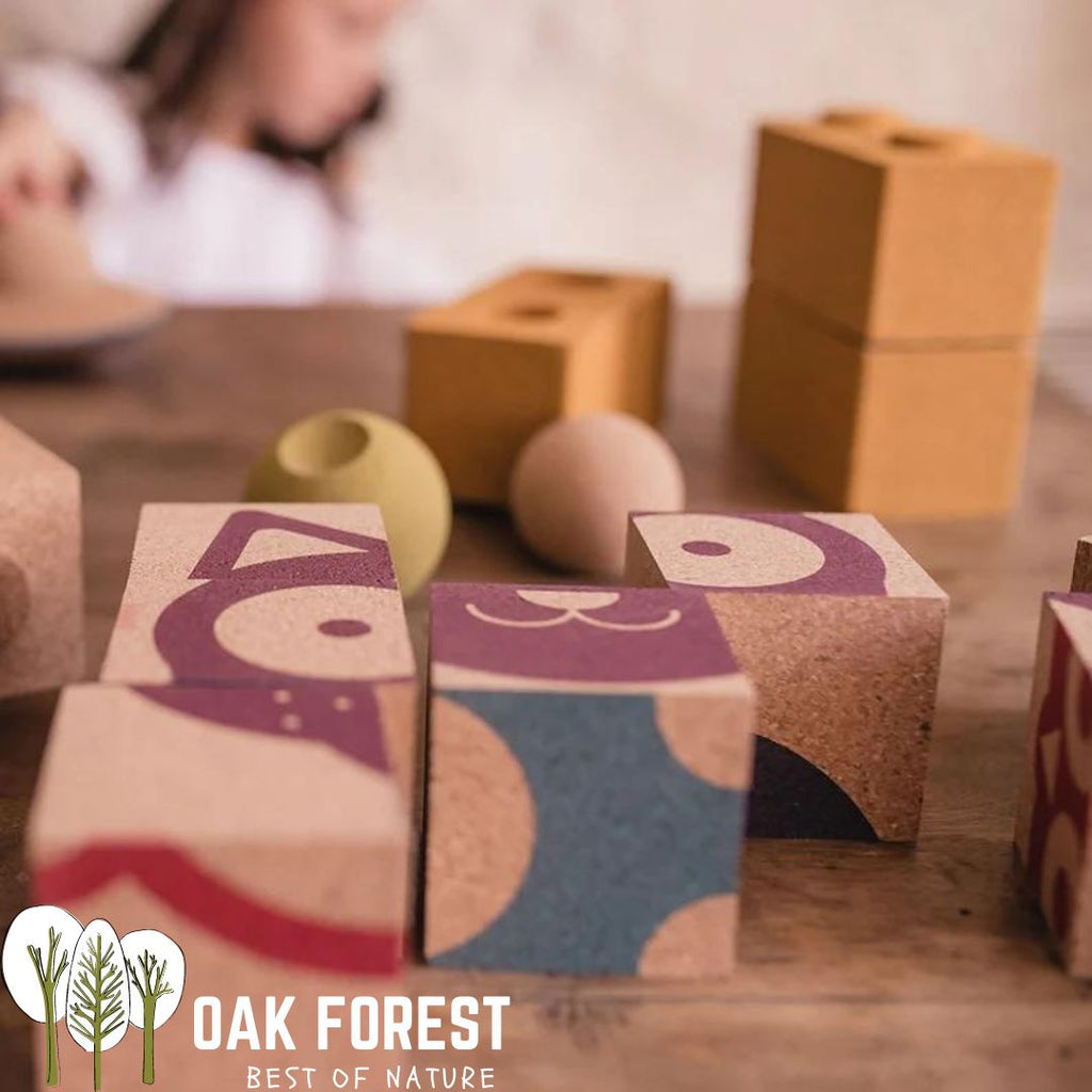 Jouet écologique - Magnifique Puzzle cubes en liège naturel – Oak Forest